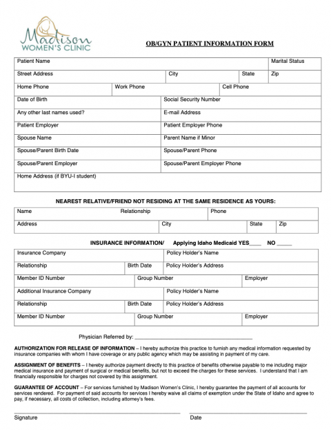 Forms | Madison Women's Clinic